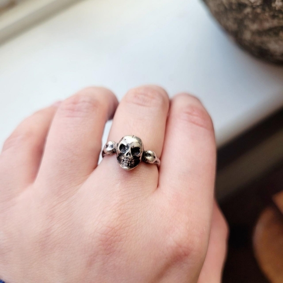 Jewelry | Antique Memento Mori Sterling Silver Skull Ring Size 725 ...